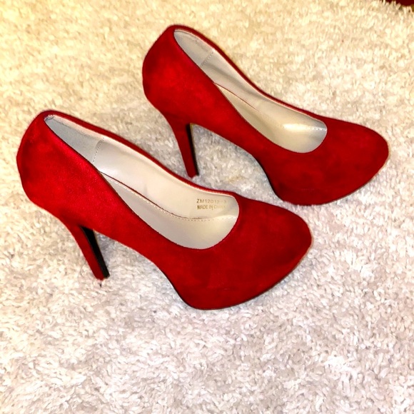 OLHO | Shoes | Olho Red Suede Heels | Poshmark